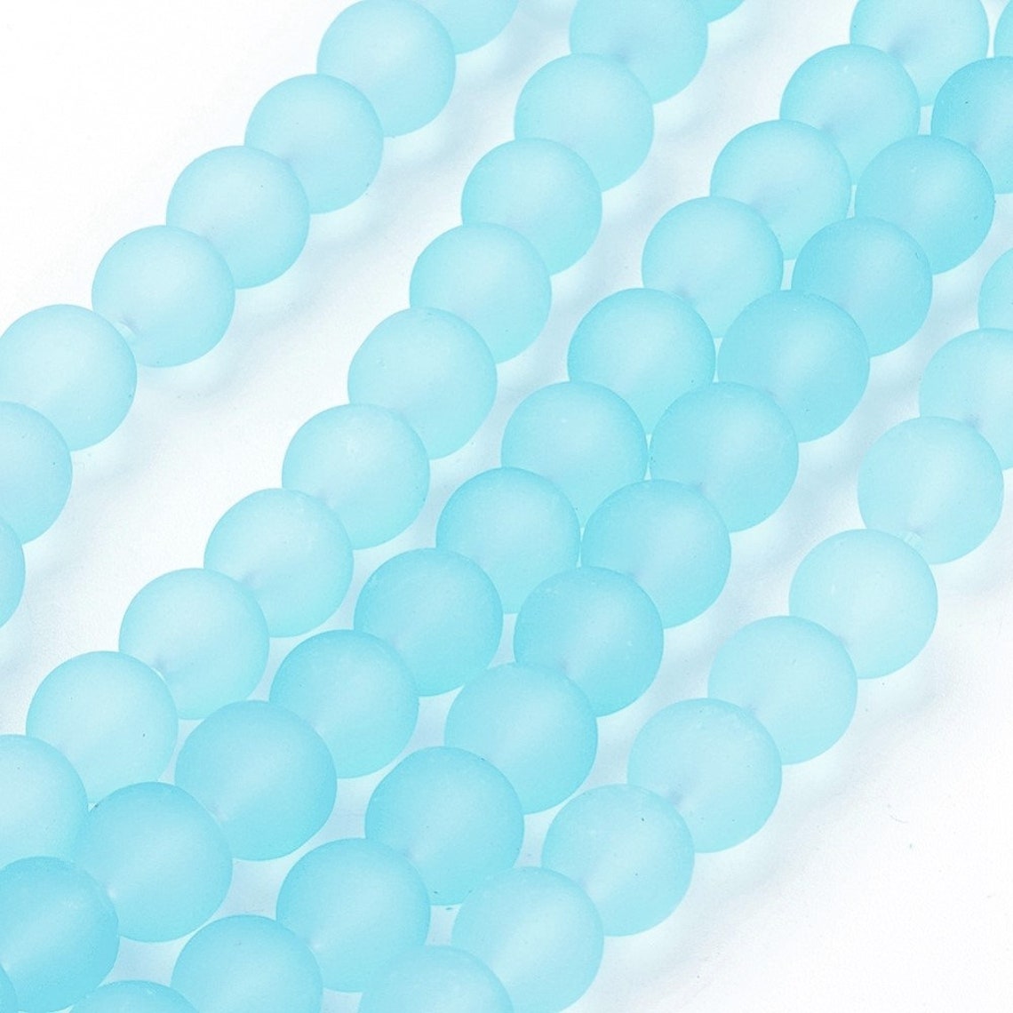 8mm Light Baby Blue Frosted Glass Round Beads 15 - Etsy