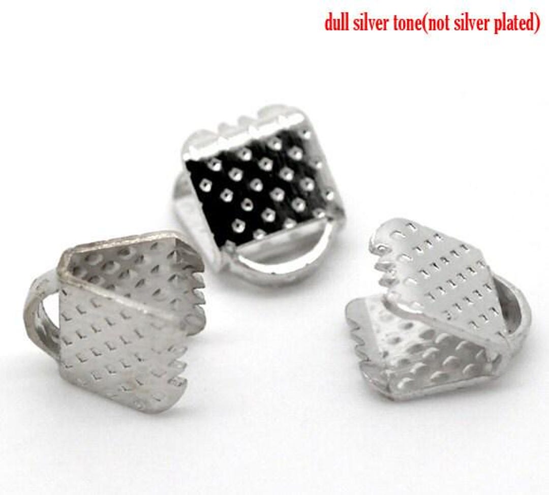 200 Pcs. Silver Tone Textured Ribbon Crimp End Caps - 8mm X 6mm - Etsy