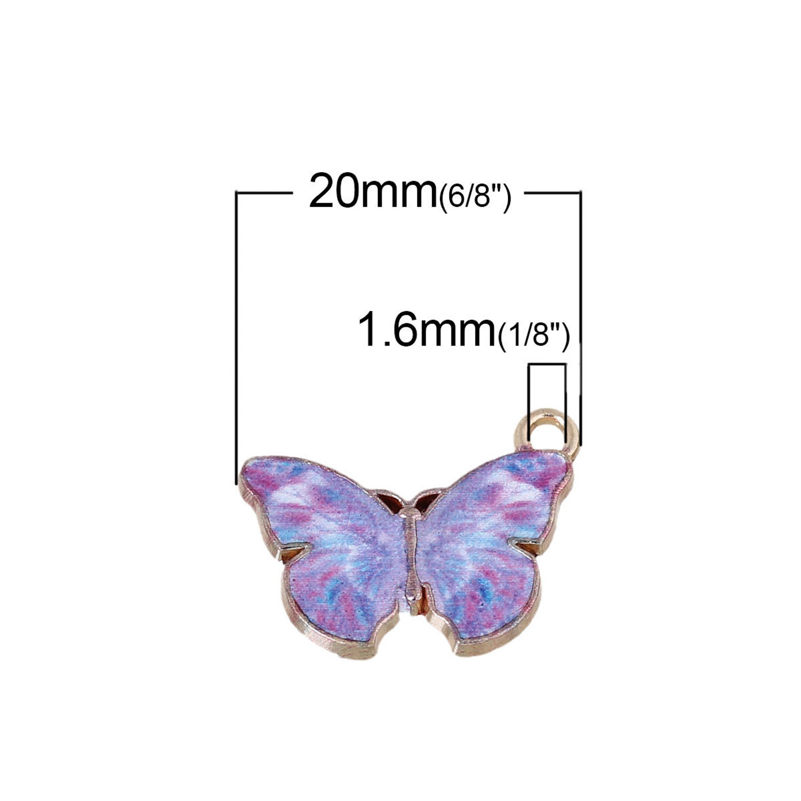 10 Pcs. Gold Plated Multicolored Purple Butterfly Charms - Etsy