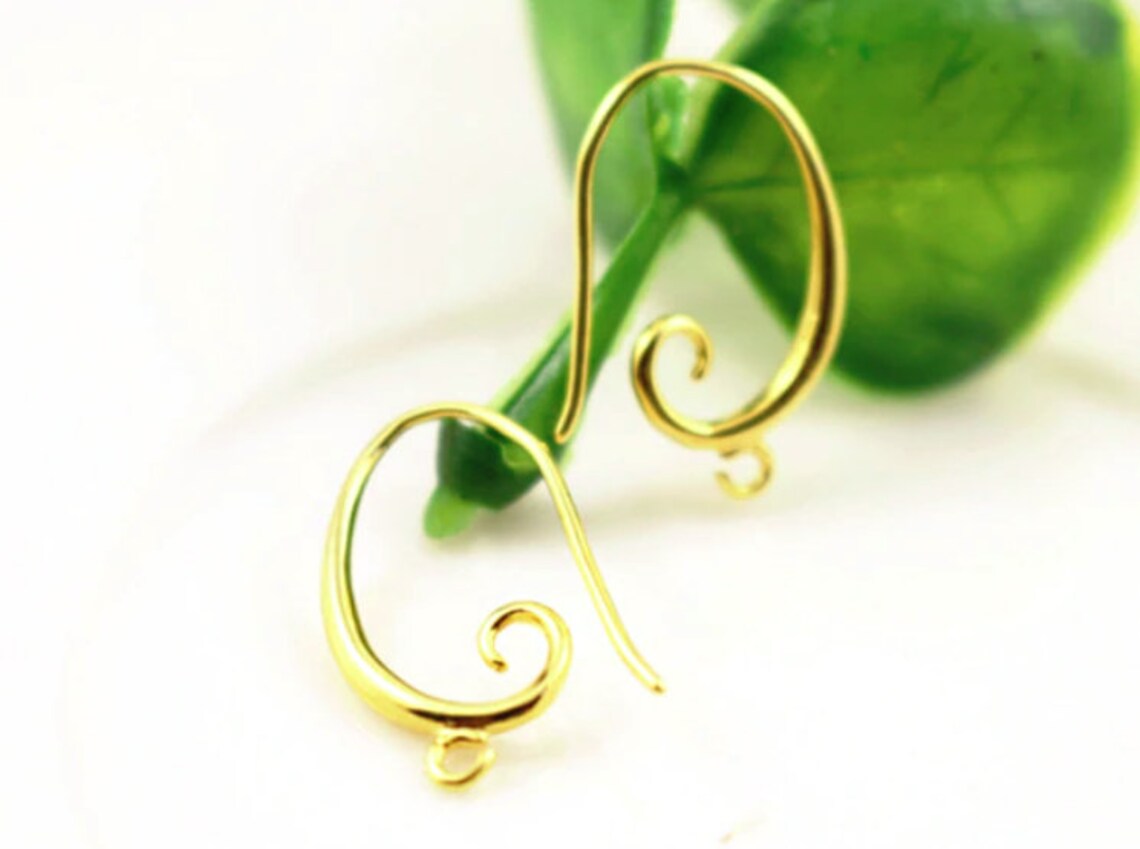 10 pcs 5 pairs Gold Plated Earring Hooks with Loop Hole | Etsy