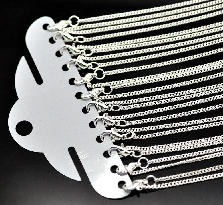 12 Pcs. Silver Plated Chain Link Necklaces 23 5/8" - (2x3mm) - Etsy