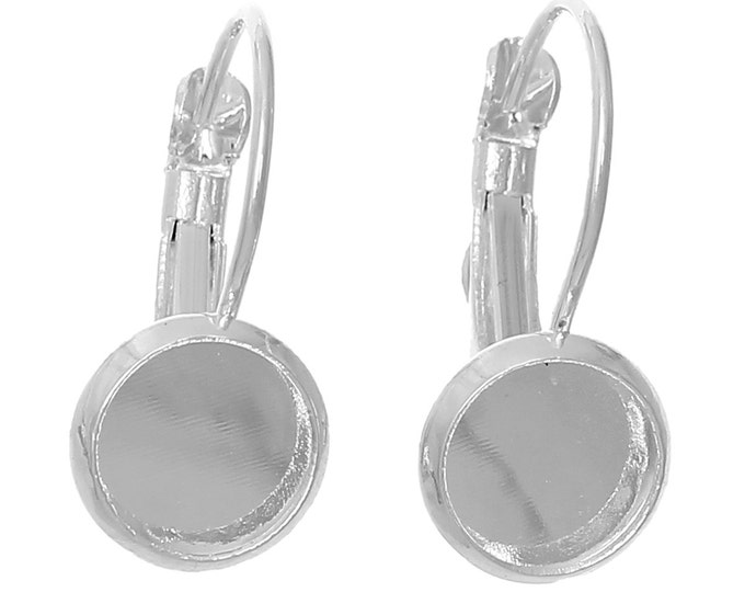 10 Pcs. Silver Plated Earring Clips Settings Lever Back Bezels ...