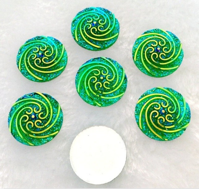 10 Pcs Green Resin Embellishment Swirl Textured Cabochons | Etsy