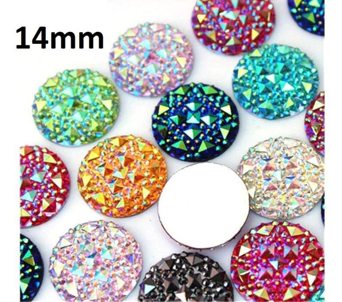 10 Pcs Druzy Resin Embellishment Cabochons Assortment Multicolor AB ...