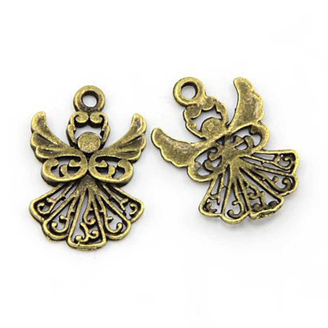SMALL - 20 Pcs. Antique Bronze Angel Charms Pendants - 20mm X 14mm ...