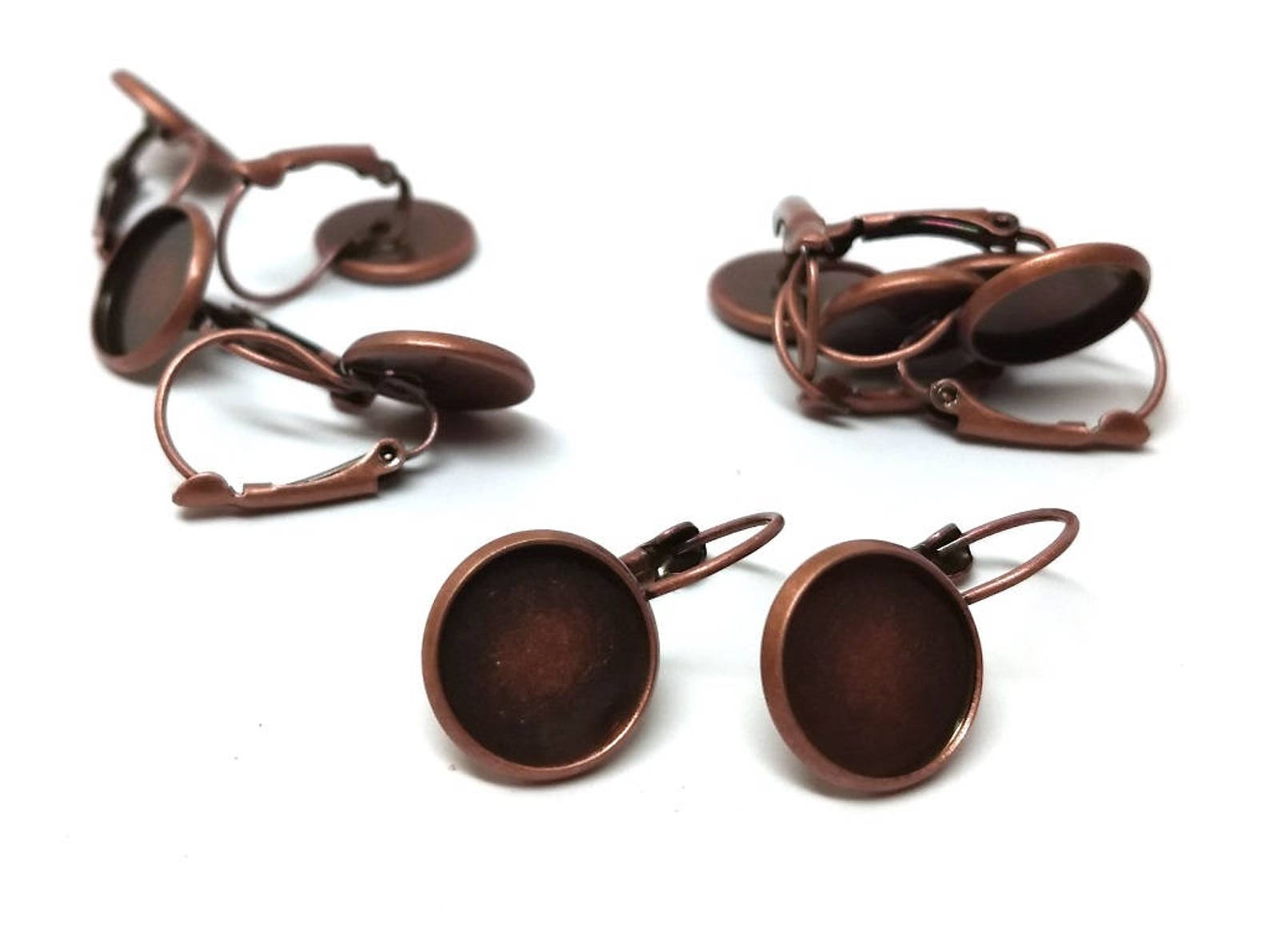 10 Pcs. Antique Copper Earring Clips Settings Lever Back | Etsy
