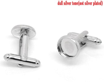 Square Bezel Cufflink Blanks Silver Cuff Links Setting Match - Etsy