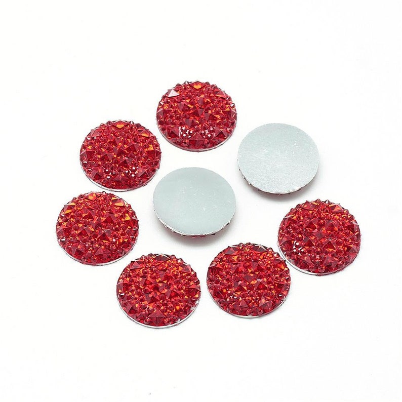 10 Pcs Druzy Resin Embellishment Cabochons Red - 20mm - Shimmer Style ...