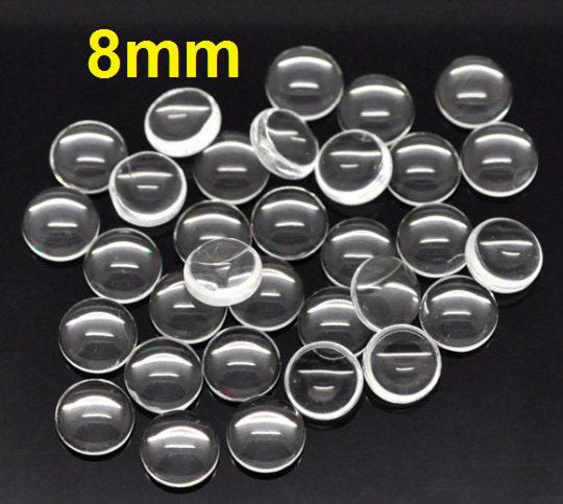 Lot of 100 Circle Clear Round Glass Dome Seals Tiles - 8mm (0.3 In) - Etsy