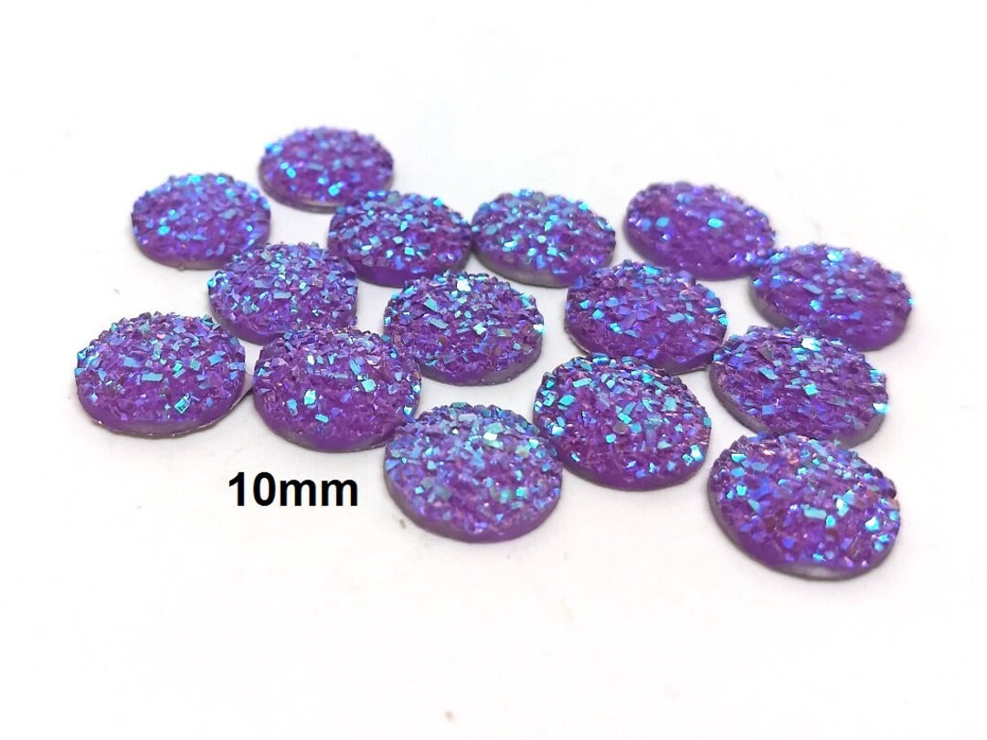 10 Pcs Druzy Resin Embellishment Cabochons Purple - 10mm - Dome Circle ...