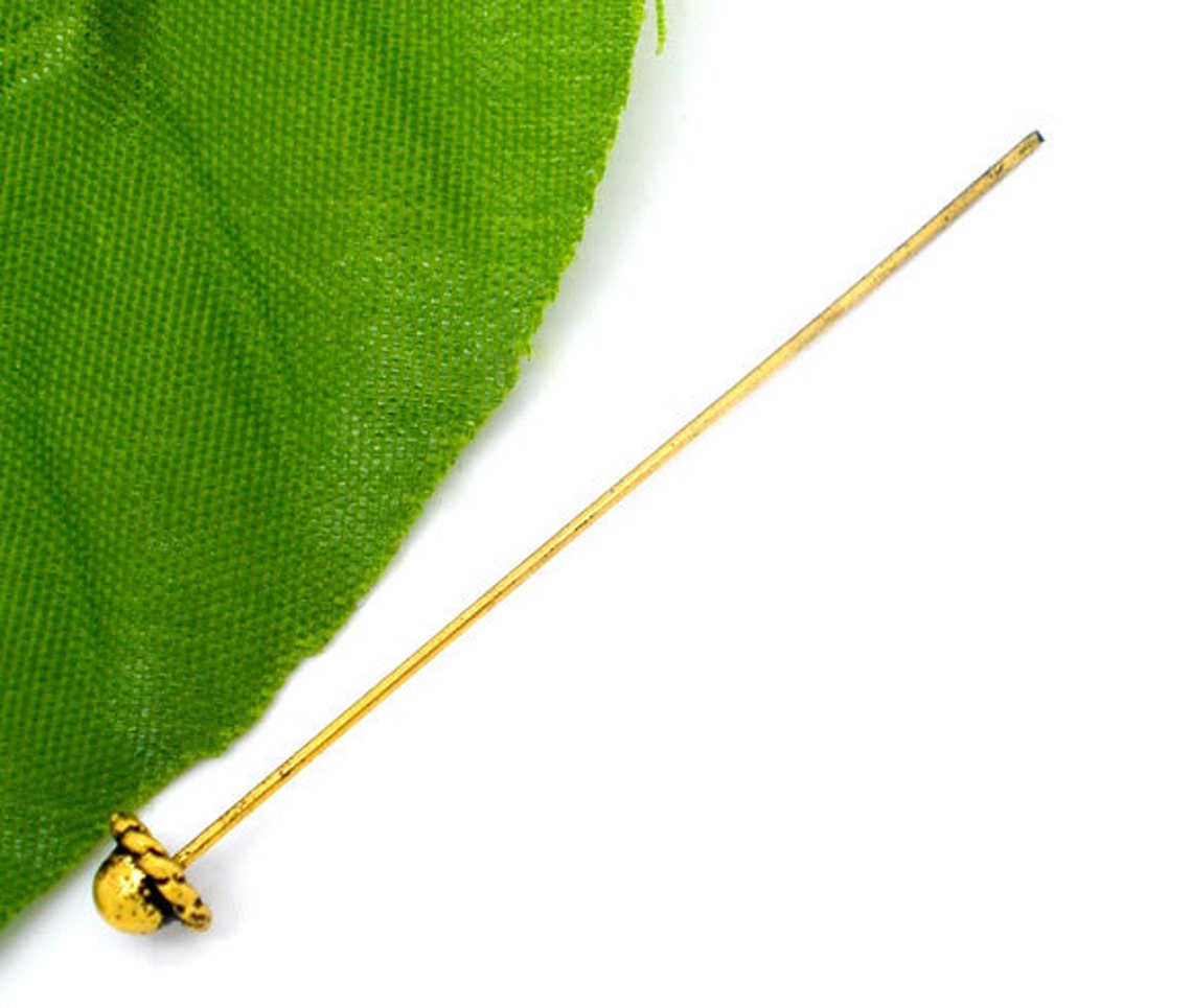 30 Pcs. Antique Gold Tone 3D Fancy Cap Hat Ball Head Pins - Etsy