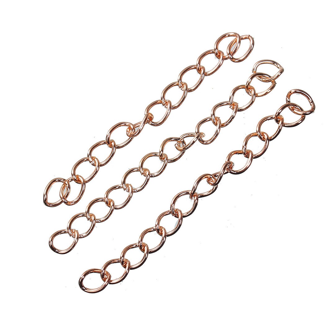 100 Pcs. - Rose Gold Plated Extender Extension Chain Links Tails - 2 ...