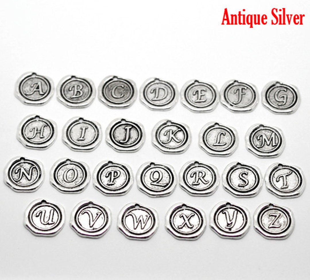 26pcs. Antique Silver LARGE Alphabet Letters 18mm X 18mm Wax Design - Etsy