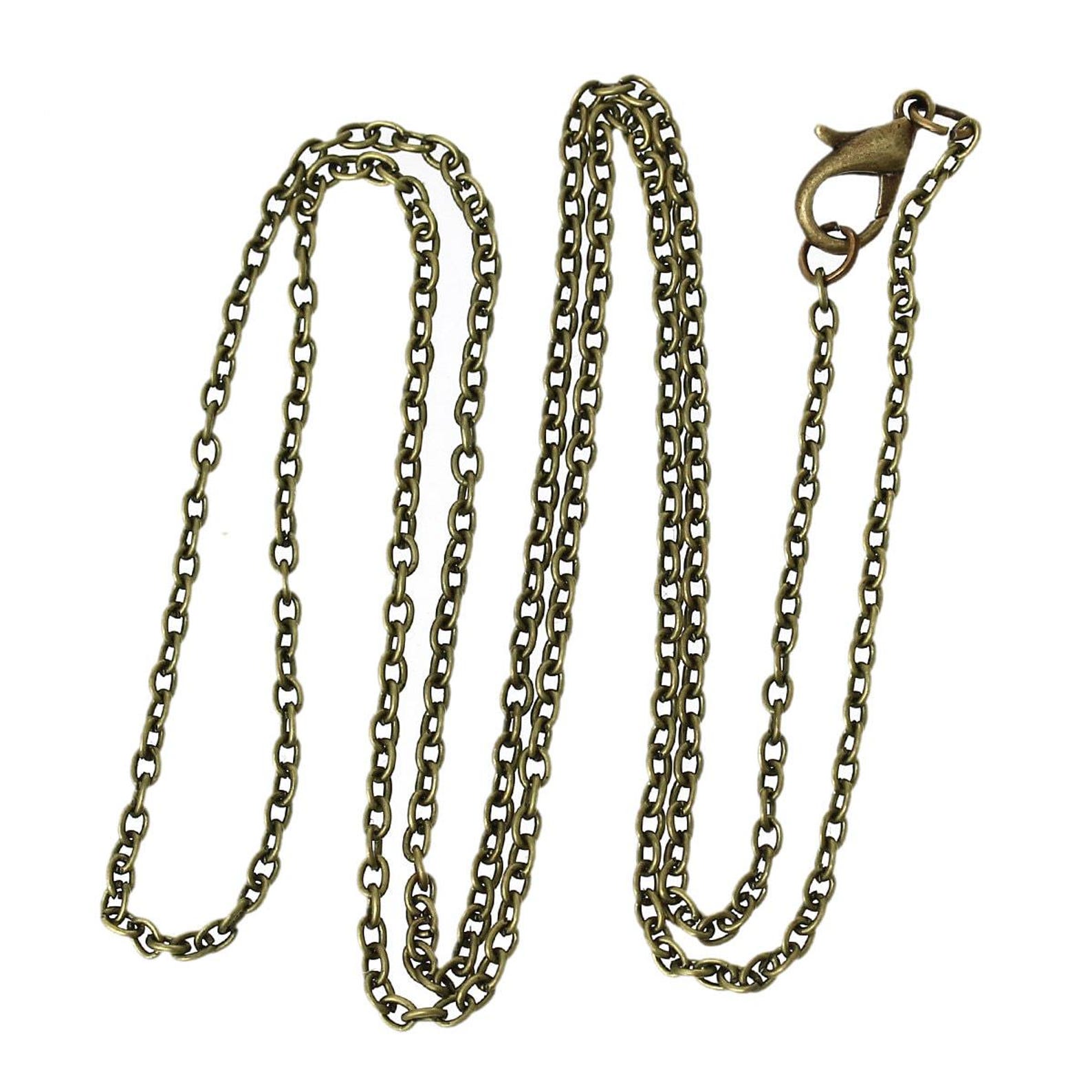 12 Pcs. Antique Bronze Cable Chain Link Necklaces 24 3/8" - (3 X 2mm ...