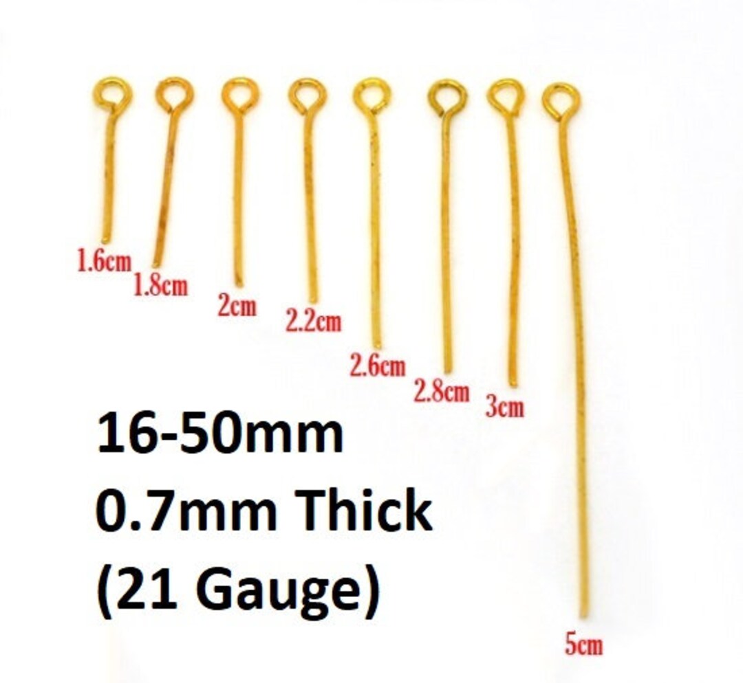 800 Pcs. Gold Plated Eye Head Pins - 16mm to 50mm - Assortment Mix - 21 ...