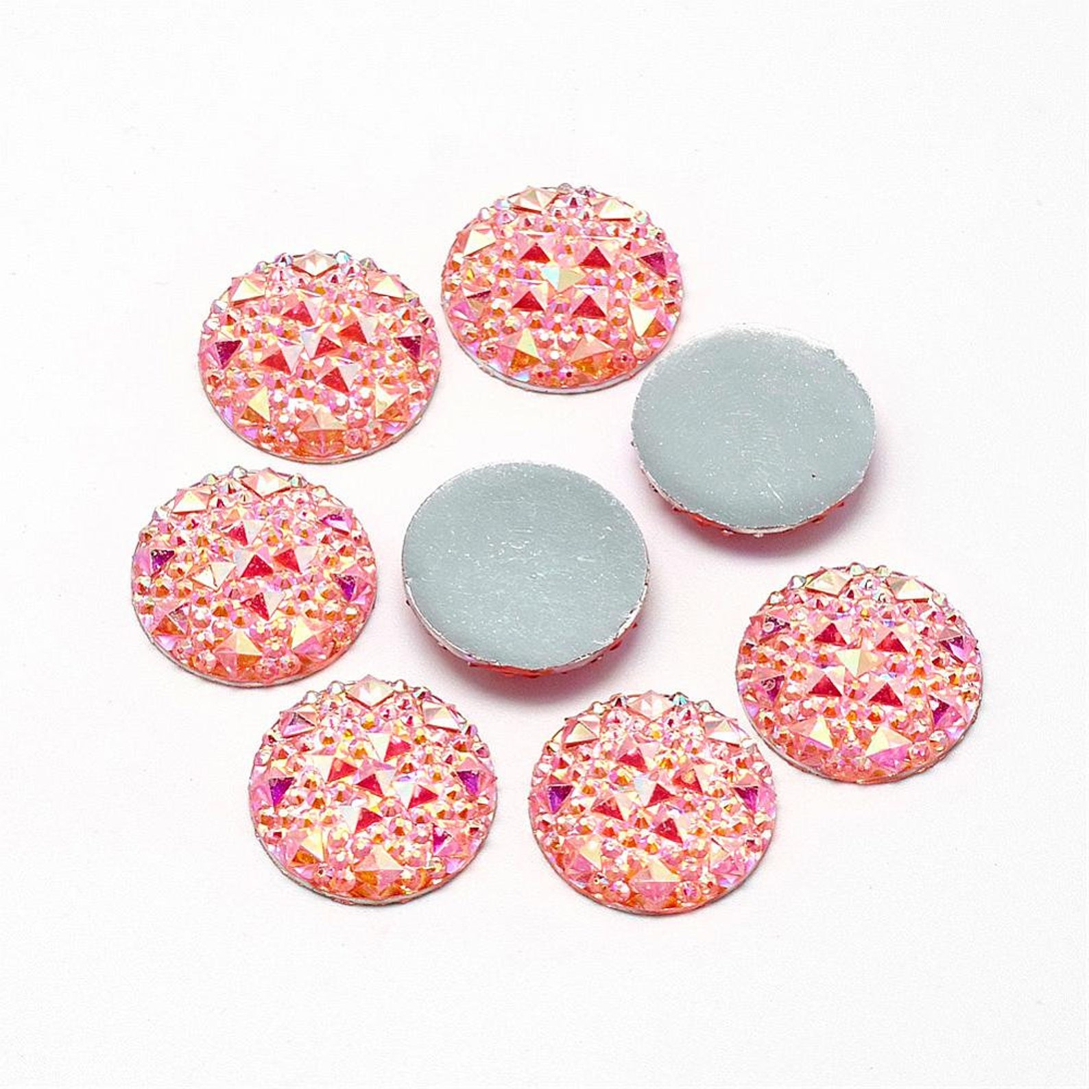 10 Pcs Druzy Resin Embellishment Cabochons Light Pink Multicolor ...