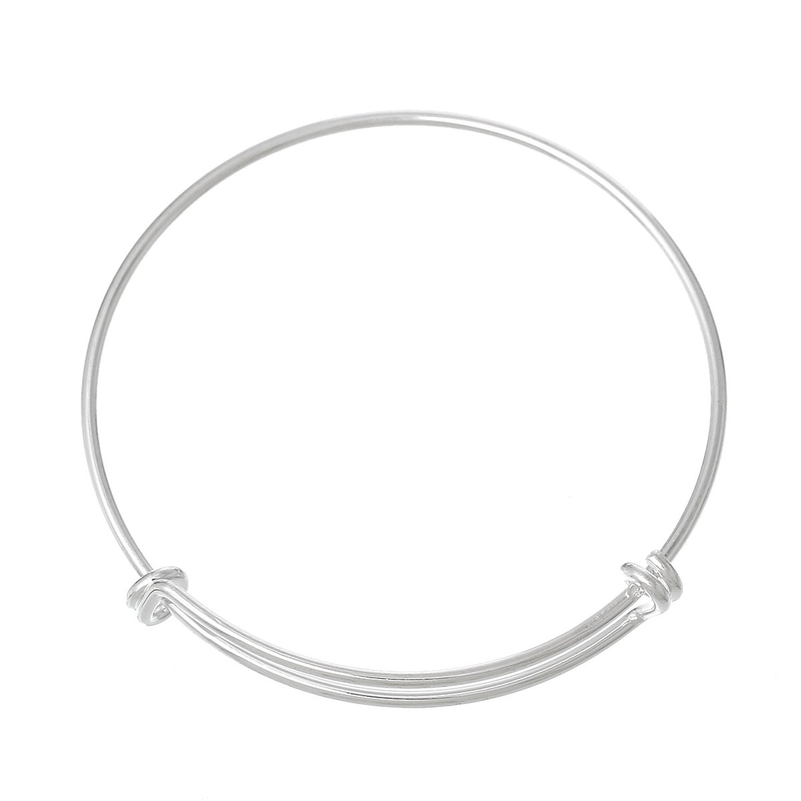 1pc. Silver Plated Bangle Adjustable Slide on Bracelets 19cm - Etsy