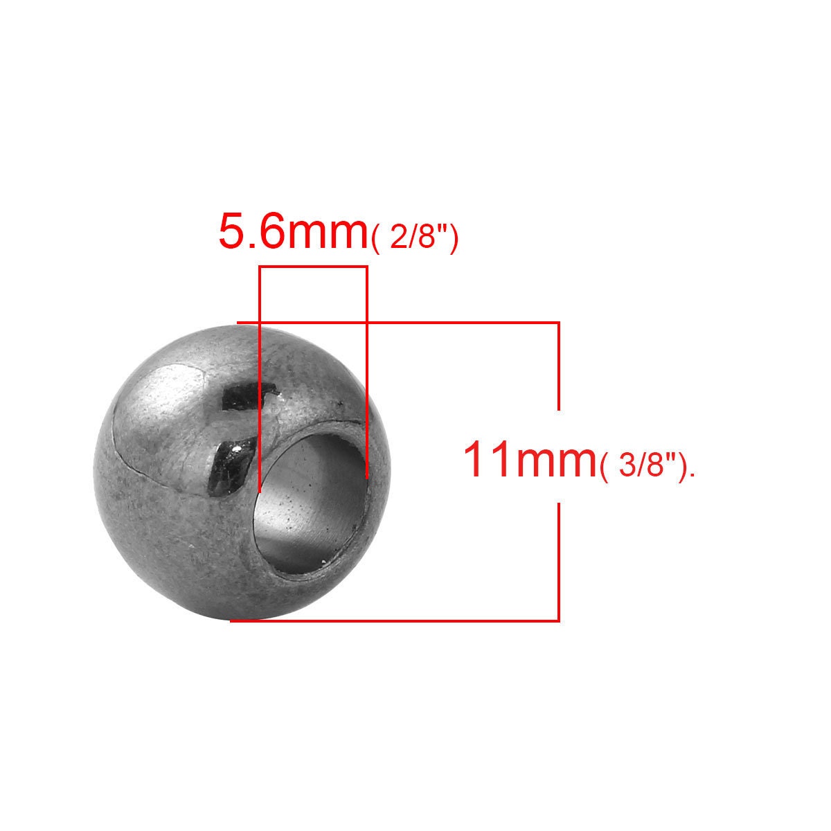 100 Pcs Gunmetal Smooth Ball Spacer Beads 11mm Large Hole: - Etsy