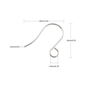 50 Pcs 316 Stainless Steel Earring Hooks With Loop Hole 26mm X 20mm ...