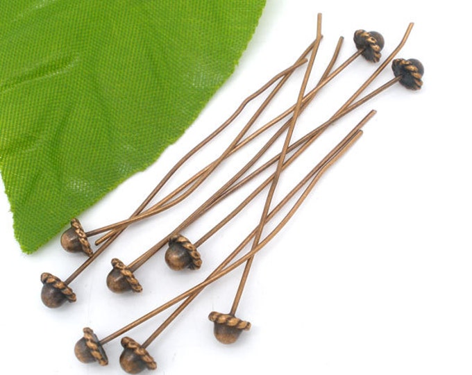 30 Pcs. Copper 3D Fancy Cap Hat Ball Head Pins - 55mm X 0.7mm (2.17 ...