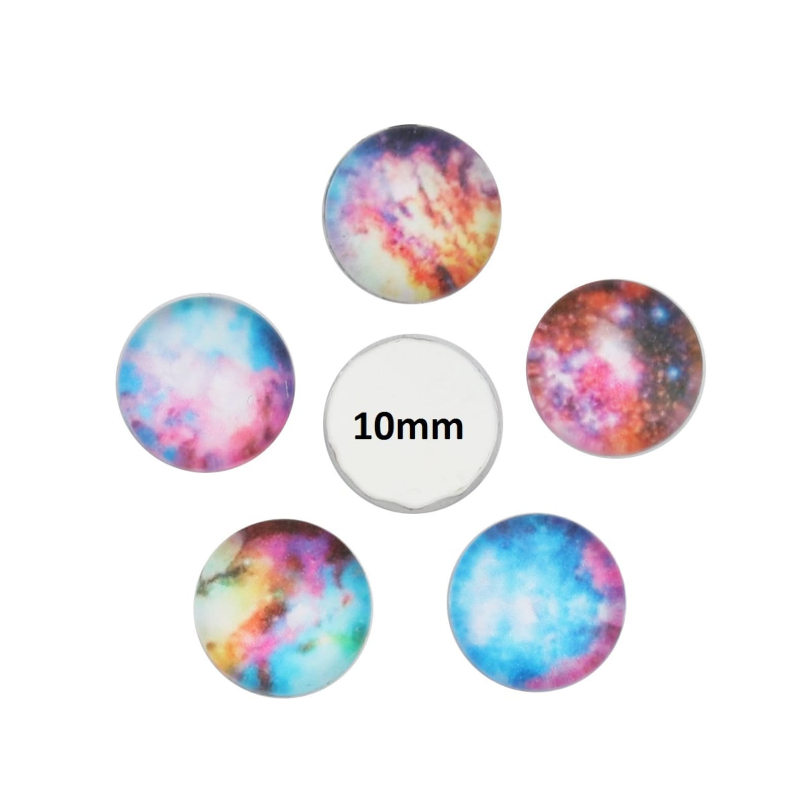 10 pcs Circle Galaxy Universe Glass Round Dome Seals Tiles | Etsy