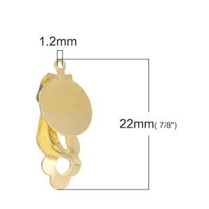 10 Pcs. Gold Plated Hinged Earring Posts Studs Clips Settings Cabochons ...