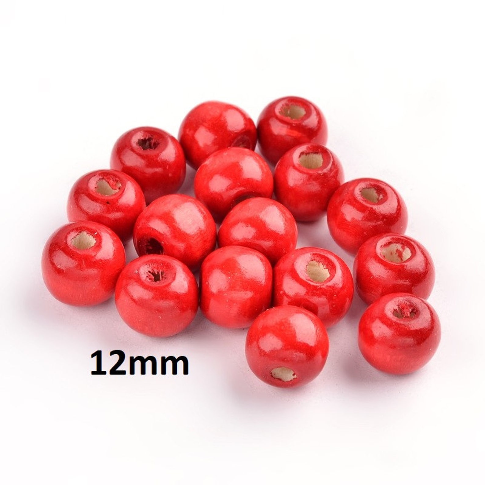 100 pcs Red Wooden Wood Round Spacer Beads 12mm Hole Size: | Etsy