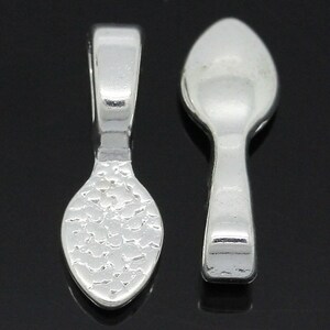 100 Pcs. Silver Plated Small Spoon Tag Glue on Bails 16x5.5mm - Etsy