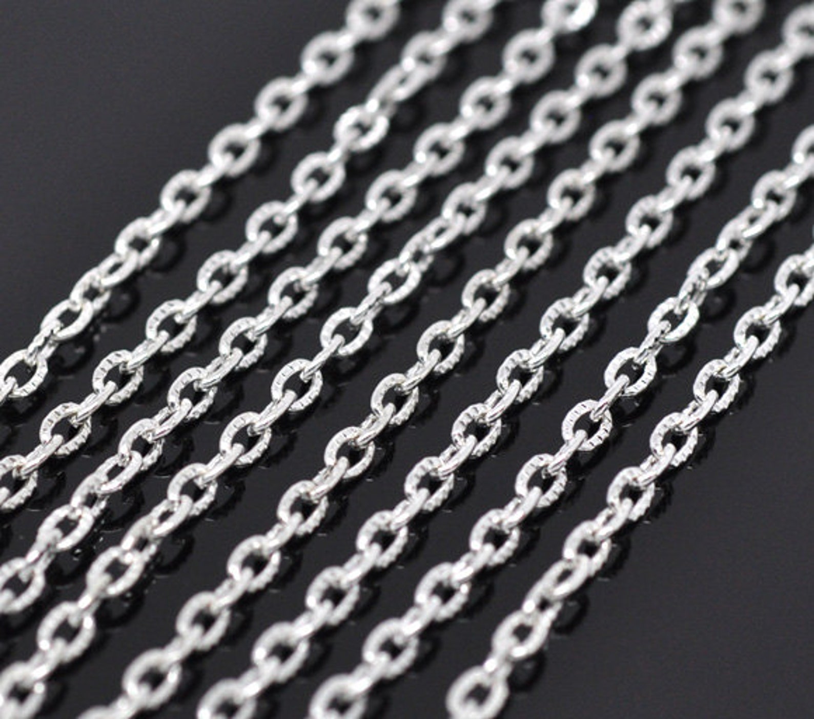 12 Pcs. Silver Plated Textured Chain Link Necklaces 20 - Etsy