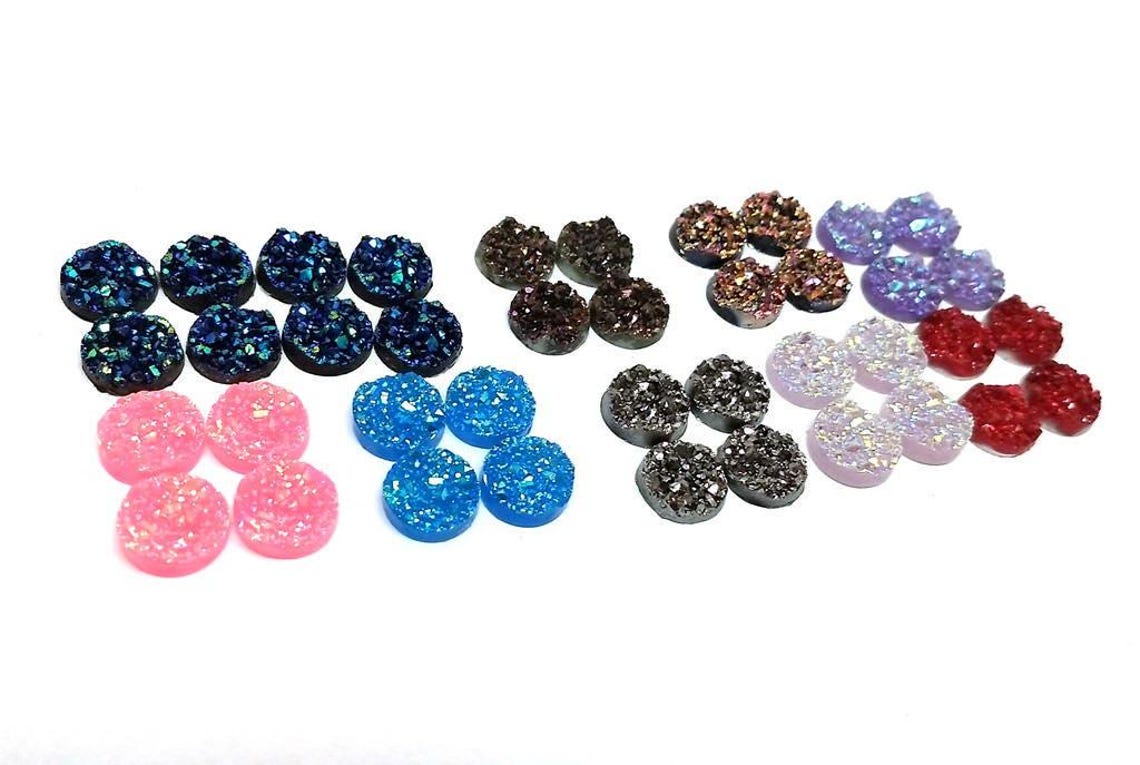 40 Pcs Druzy Resin Embellishment Cabochons Assortment - 12mm - Etsy