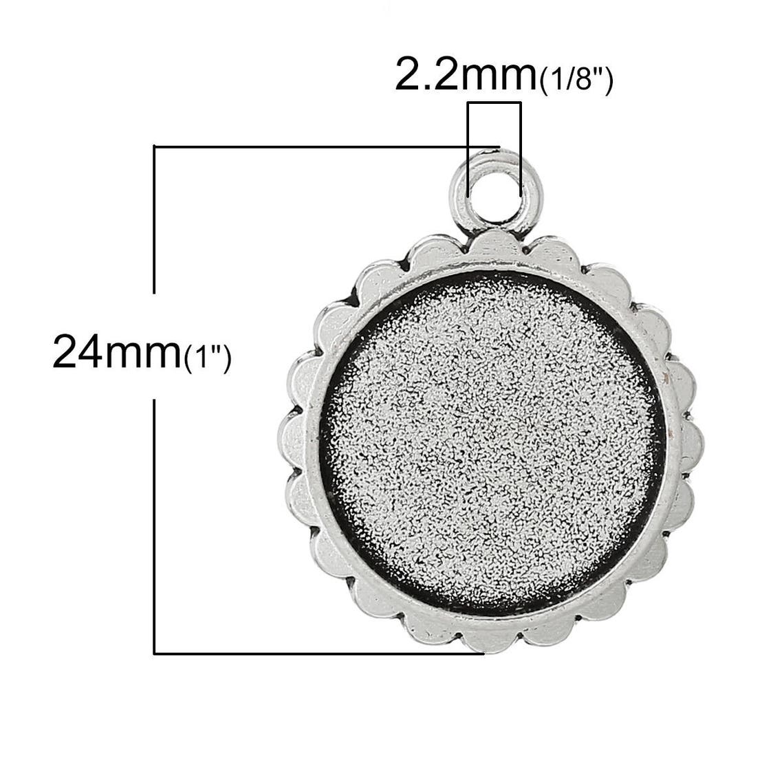 10 Pcs. Antique Silver Circle Round Bezel Cabochon Pendant - Etsy