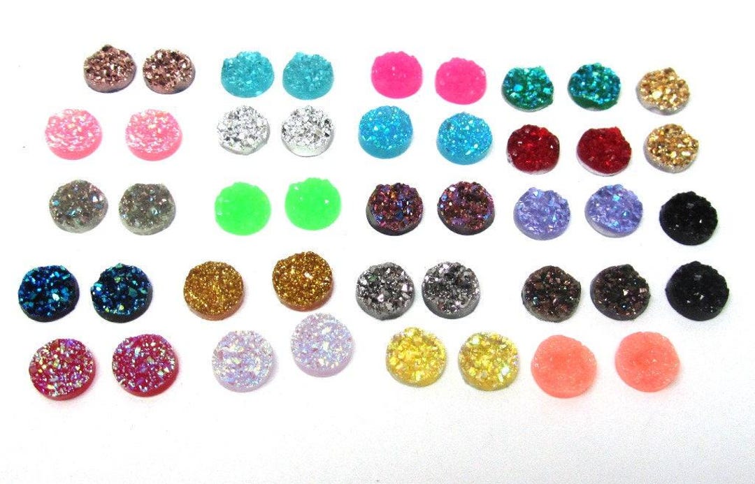 40 Pcs Druzy Resin Embellishment Cabochons Assortment - 12mm - Etsy