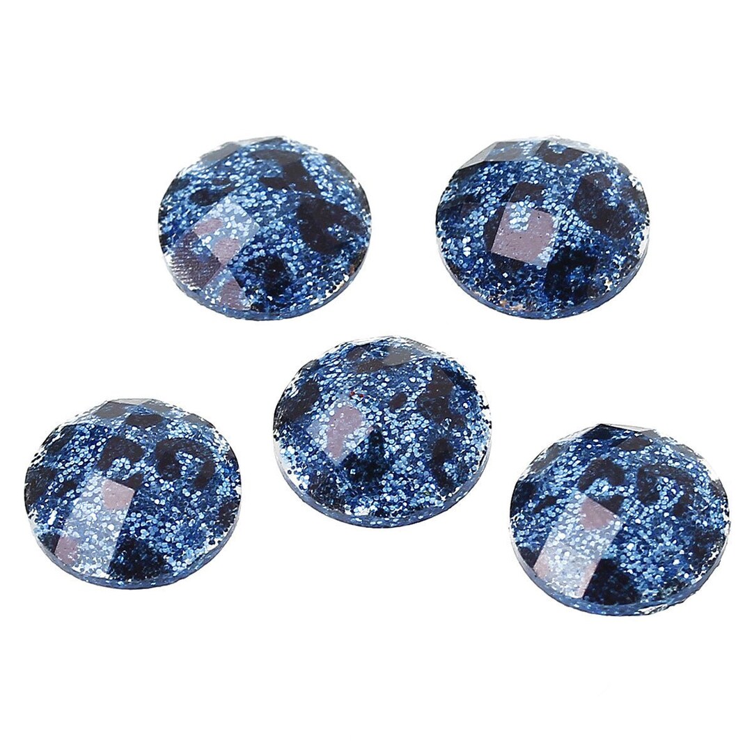 10 Pcs Resin Embellishment Cabochons Blue and Black - 8mm - Faceted ...