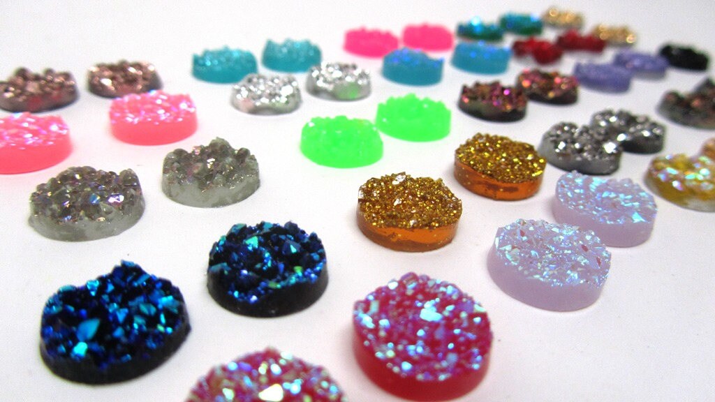 100 Pcs Druzy Resin Embellishment Cabochons Assortment - 10mm - Etsy