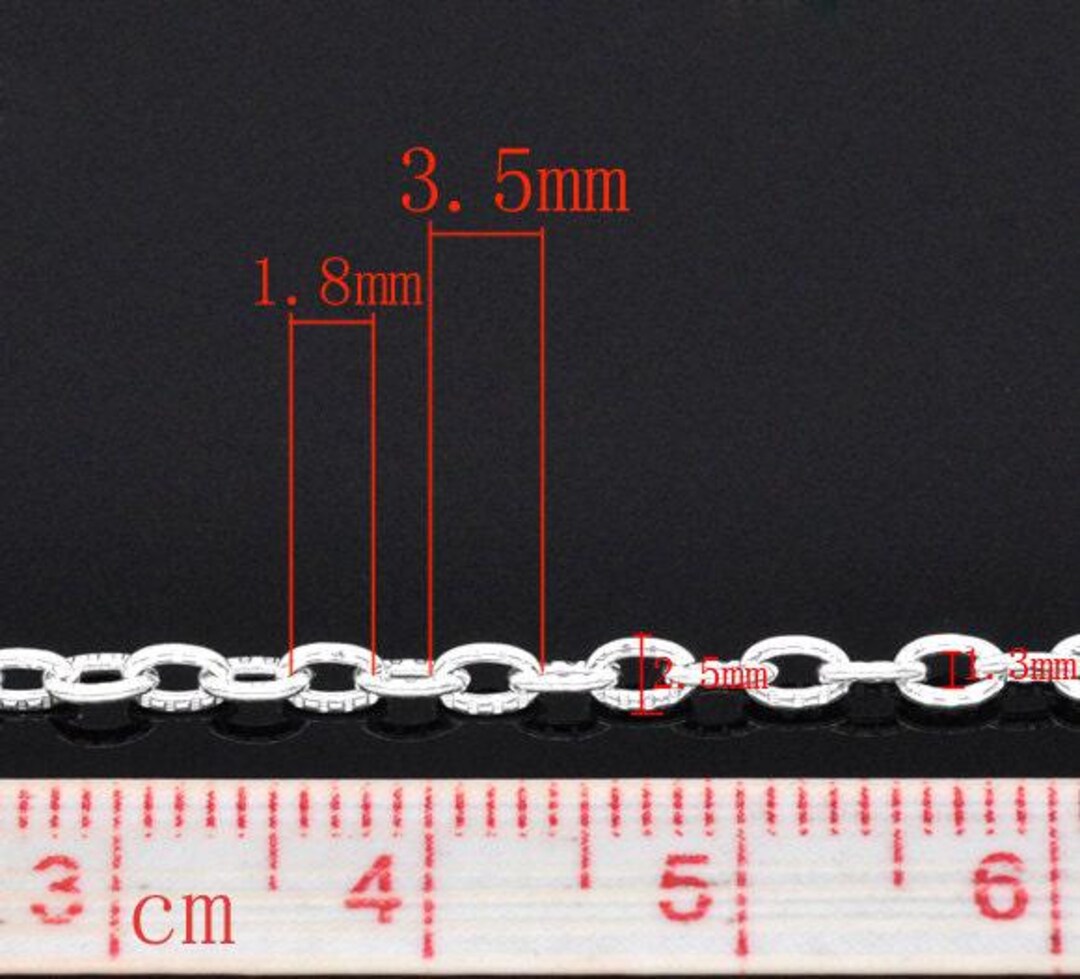 10M (32.8 Ft) - Silver Plated Open Chain Link - 4mm X 2.5mm - Textured ...