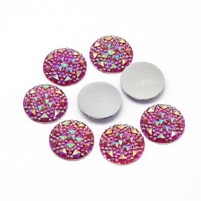 10 Pcs Druzy Resin Embellishment Cabochons Pink Red Fuchsia - Etsy