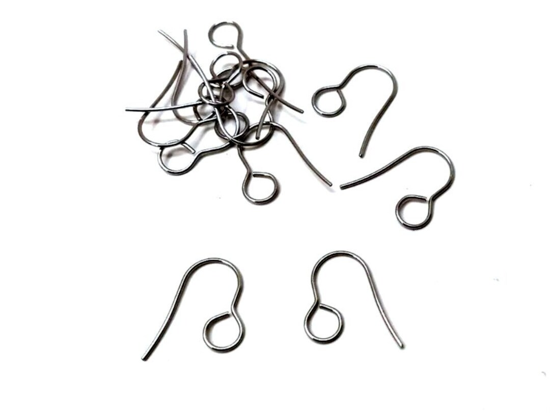 50 Pcs 304 Stainless Steel Earring Hooks With Loop Hole - 19mm X 14mm ...