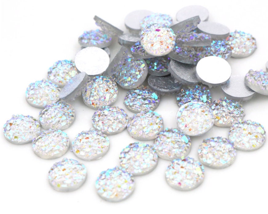 10 Pcs Druzy Resin Embellishment Cabochons Clear Multicolor - Etsy