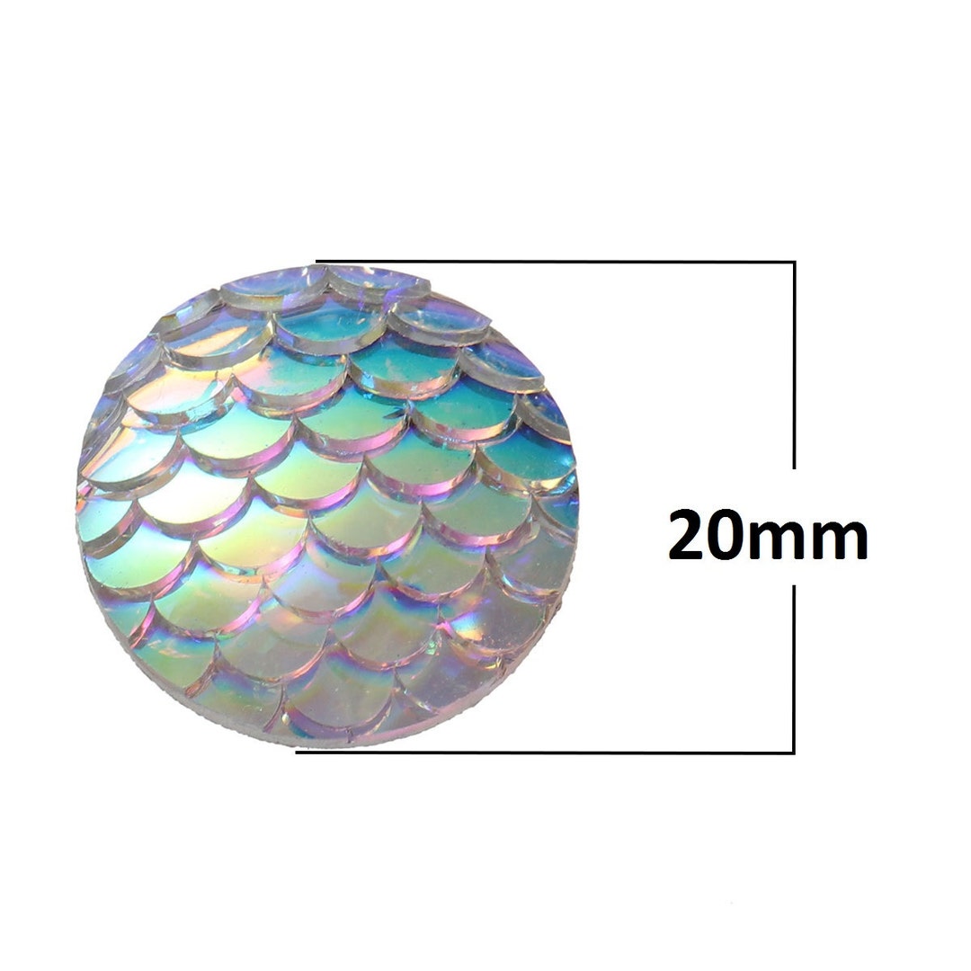 10 Pcs Mermaid Fish Scales Resin Carved Embellishment Cabochons White ...