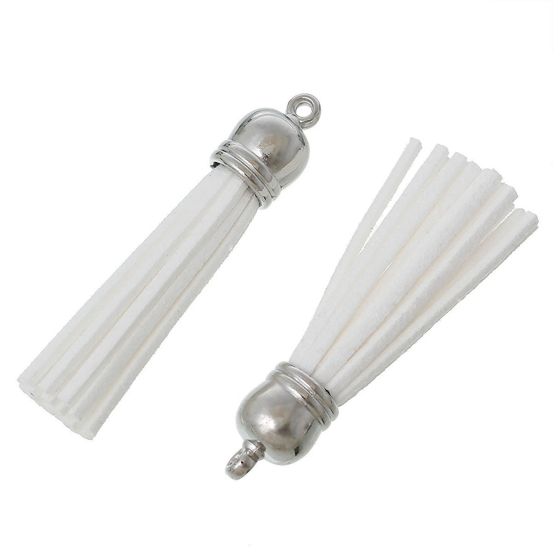 10 Pcs. White Faux Suede Tassel Dangle Charms Pendants - Etsy
