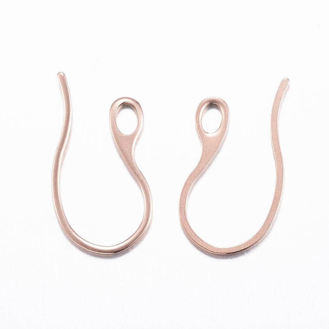 10 Pcs 304 Stainless Steel Earring Hooks With Loop Hole - Rose Gold ...