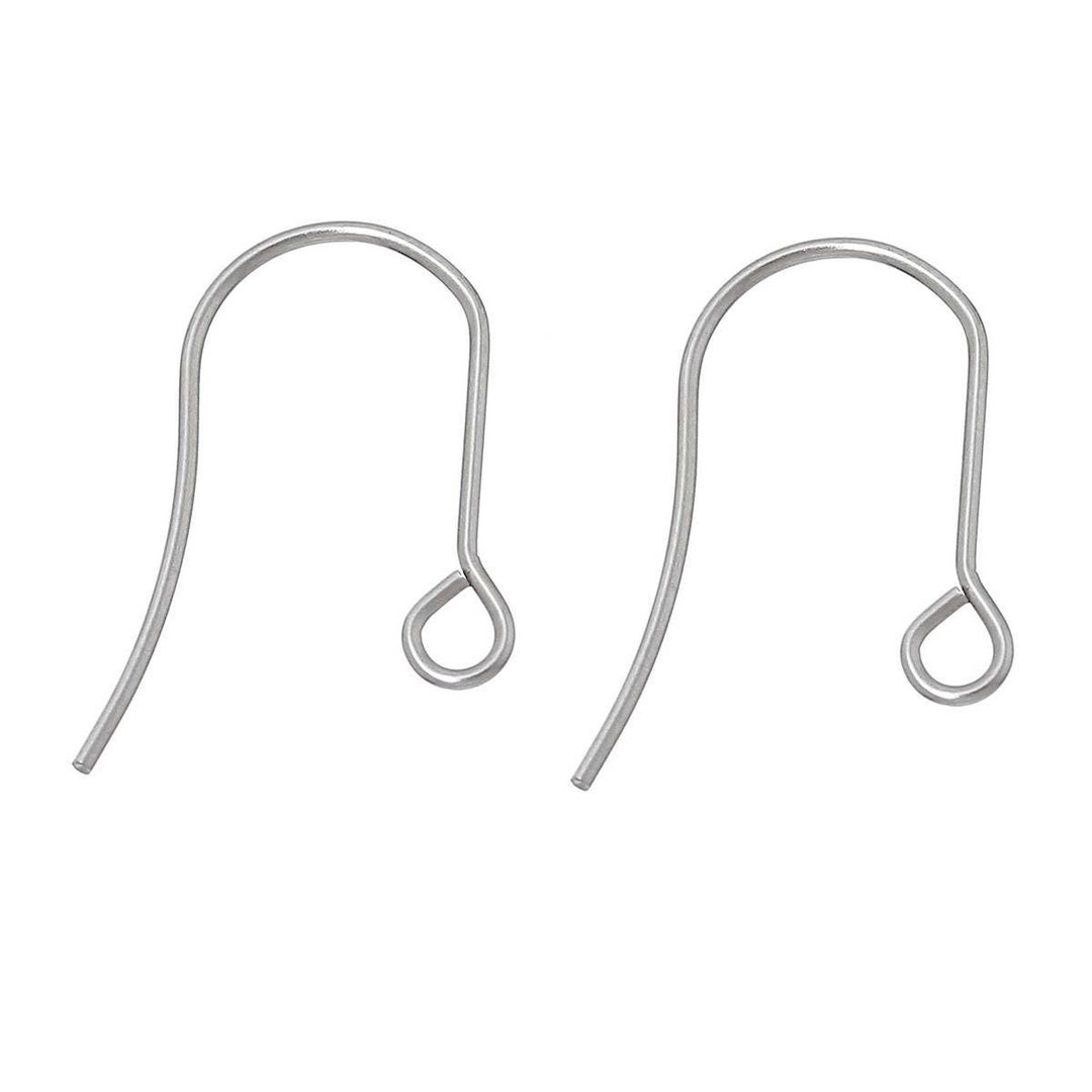 100 Pcs 304 Stainless Steel Earring Hooks With Loop Hole - 19mm X 14mm ...