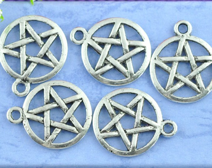 50 Pcs. Antique Silver Pentagram Charms Pendants - 20mm X 17mm - Etsy