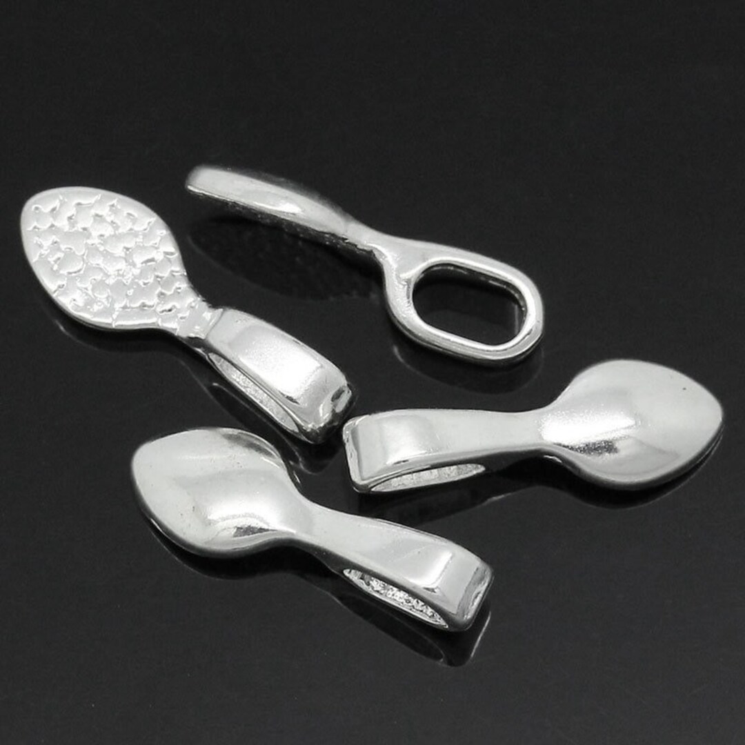 100 Pcs. Silver Plated Small Spoon Tag Glue on Bails 16x5.5mm - Etsy