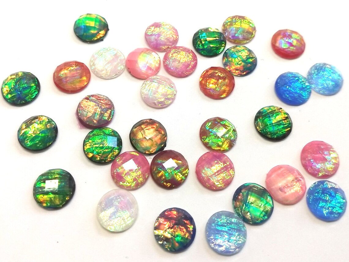 10 Pcs Resin Round Embellishment Circle Cabochons Metal Mosaic - Etsy