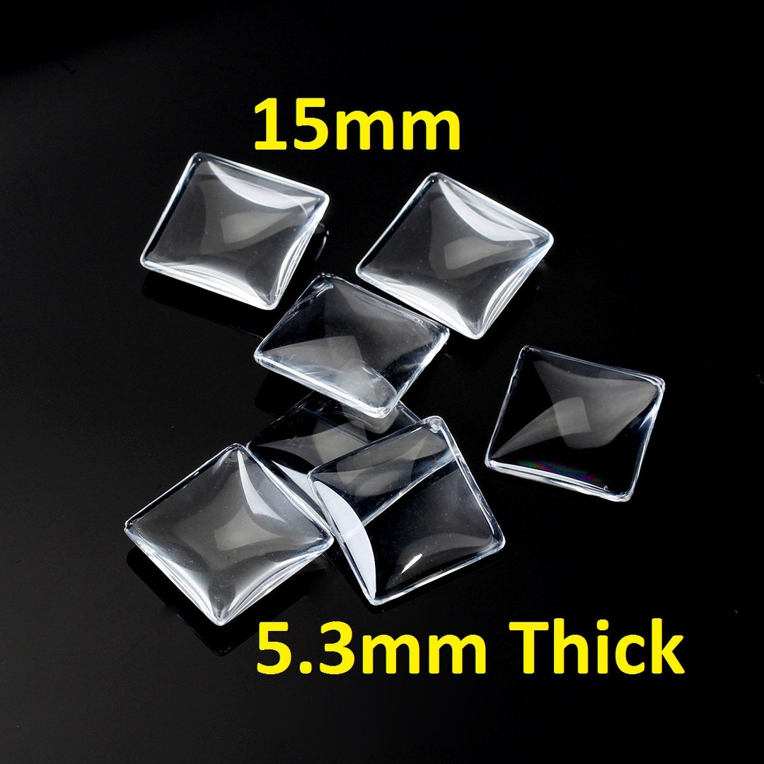 10 Pcs. Square Clear Glass Dome Seals Tiles - 15mm - 5.3mm Thick - Etsy
