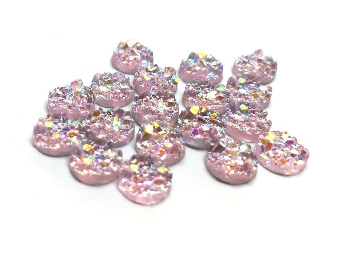 10 pcs. Druzy Resin Embellishment Cabochons Light Pink Blush | Etsy