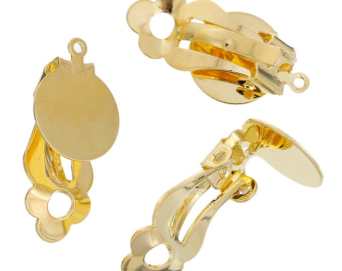 10 Pcs. Gold Plated Hinged Earring Posts Studs Clips Settings - Etsy