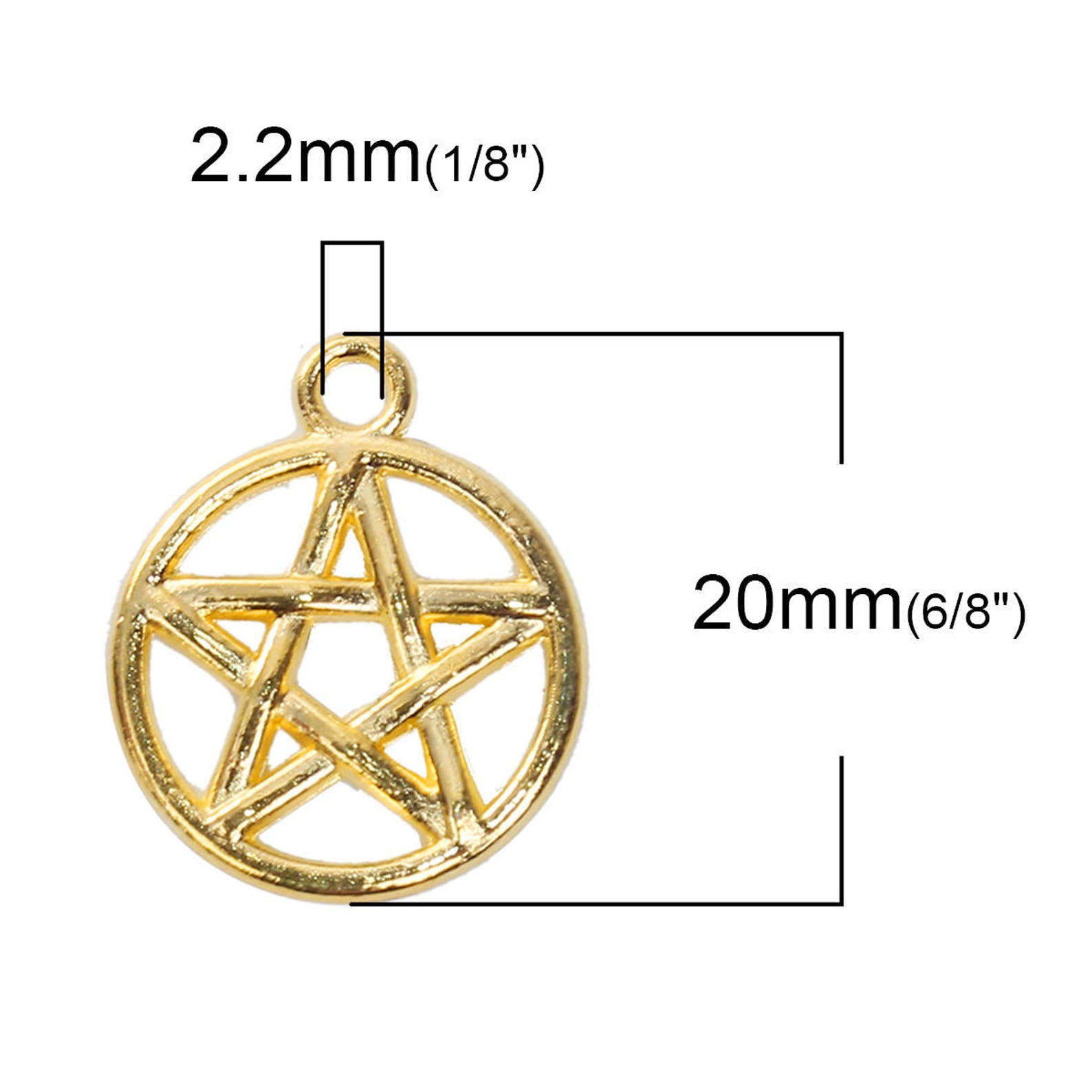 50 pcs. Gold Plated Pentagram Charms Pendants 20mm X 17mm | Etsy