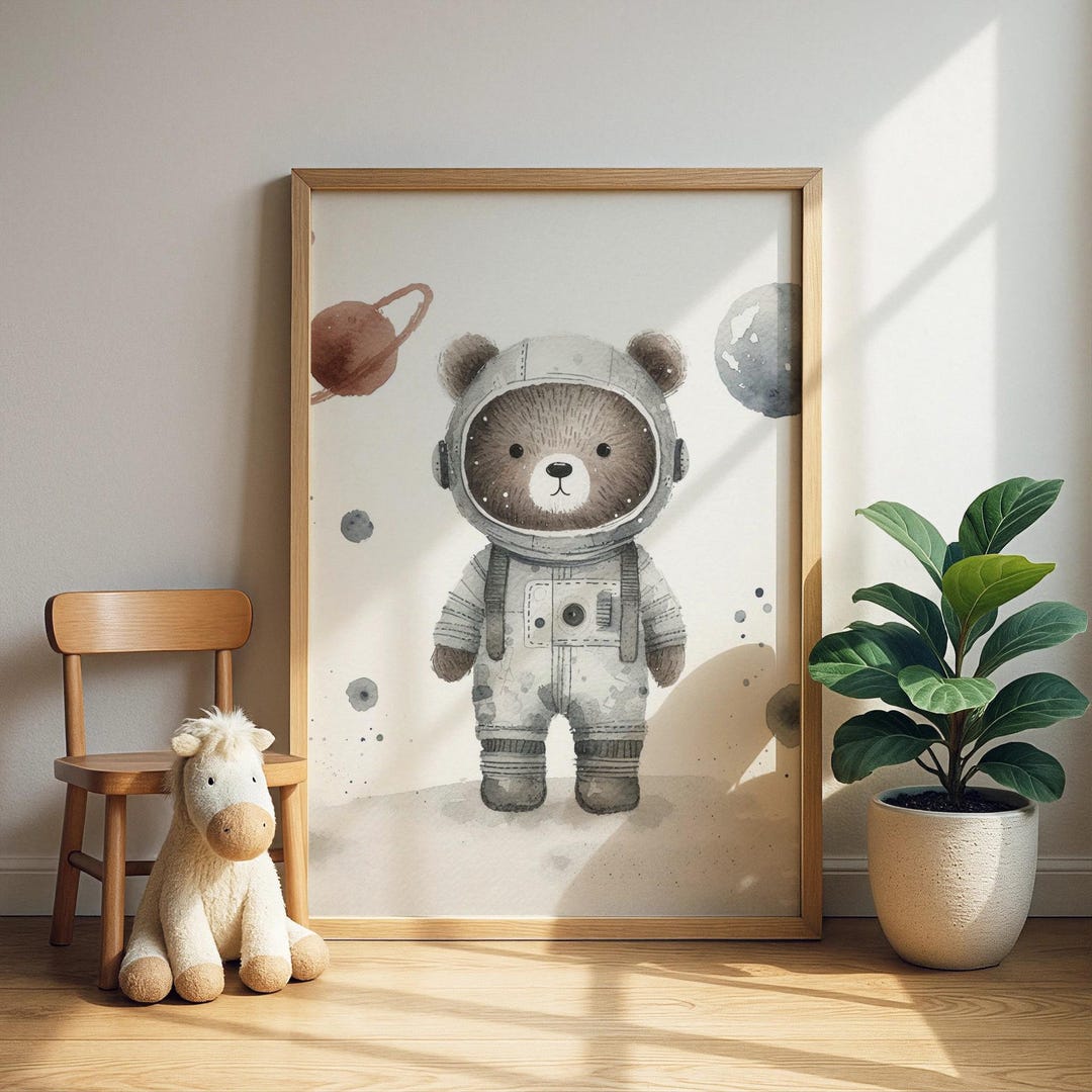 Bear Astro Astronaut Space Wall Art, Cosmic Adventure Nursery Print ...